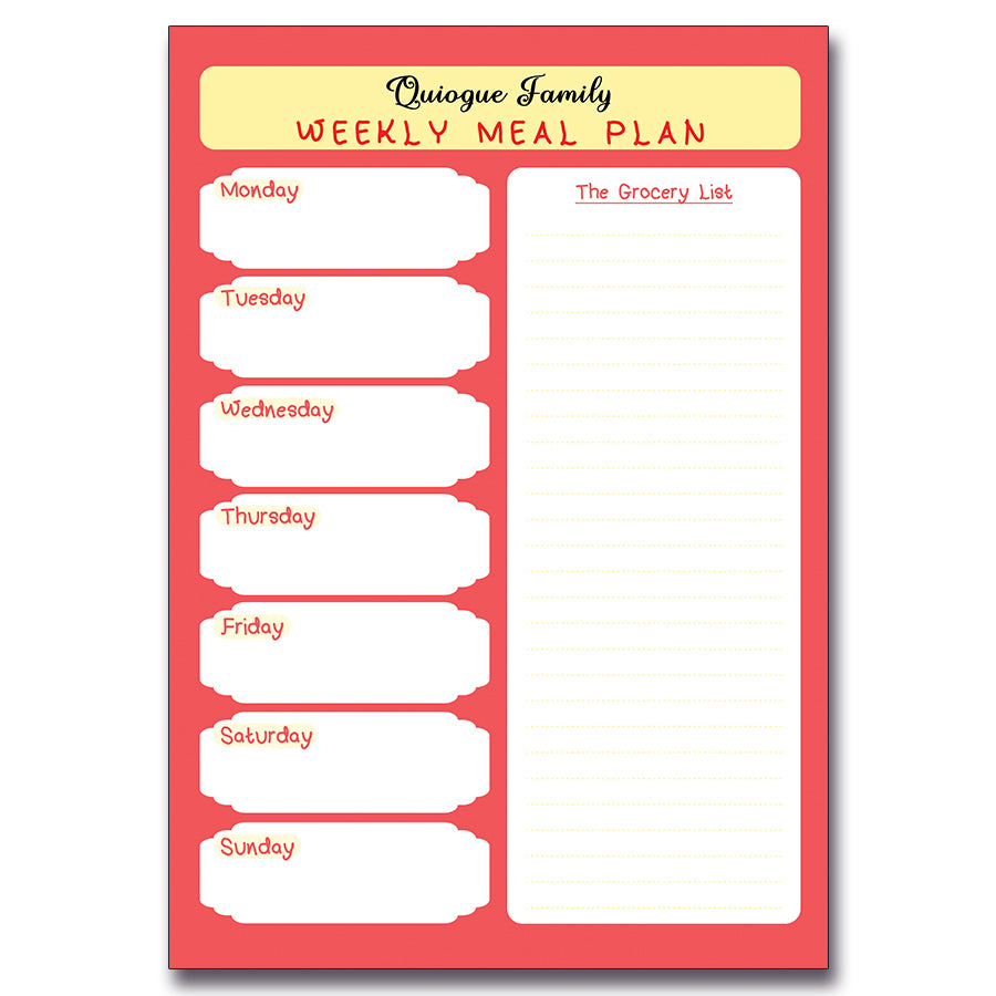 Weekly Meal Plan (Red & Yellow) – CQ Prints